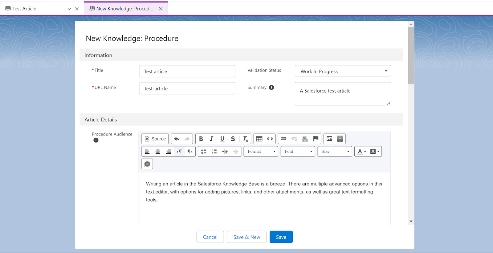 Revisione Della Base Di Conoscenza Di Salesforce Sales 